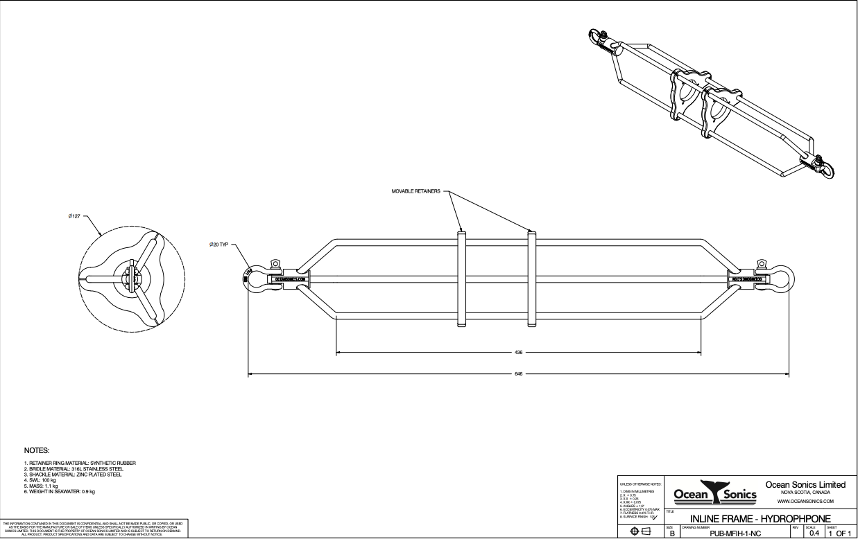 Inline Hydrophone Frame - Ocean Sonics - World leaders in underwater ...